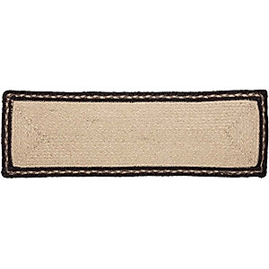 VHC Brands Farmhouse Flooring Miller Farm Charcoal Cow Jute Latex Backing Stenciled Nature Print Rectangle Stair Tread, Bleached White