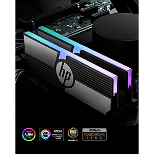 HP V10 RGB 32GB (16GBx2) Gaming RAM 3200 MHz DDR4 CL14 1.35V Desktop Computer LED Memory Kit - 48U45AA#ABC