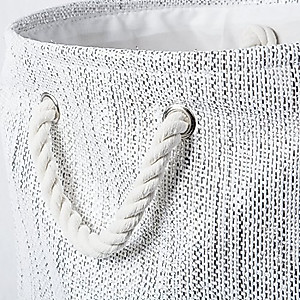 DII Woven Paper Storage Bin, Metallic Lurex, White, Medium Round