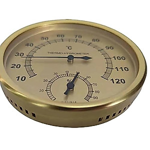 CAZSTYK TH400 11cm Mini Round Gold Hygrometer Humidity Meter Gauge No Battery Needed