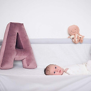 MOMAID Velvet Letter Pillow Soft Initial Throw Cushion Decorative Alphabet Kids Room Nursery Decor Baby Toddler Gift (Dusty Rose, Letter A)1 Count (Pack of 1)