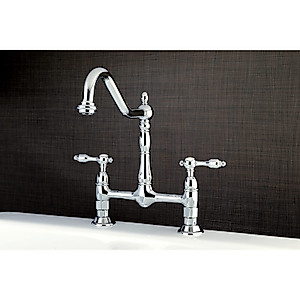Kingston Brass KS1172TAL Tudor Bridge Kitchen Faucet, Polished Brass