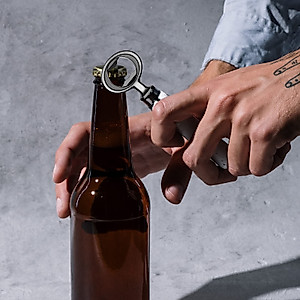 Ohiyoo Metal Bottle Opener Kits 8 Pack Blank Stainless Steel Bottle Opener Insert DIY Bottle Opener Hardware Bottle Opener Inserts for Wood Turning Kits Flat Bottle Opener Inserts Kit (Black)