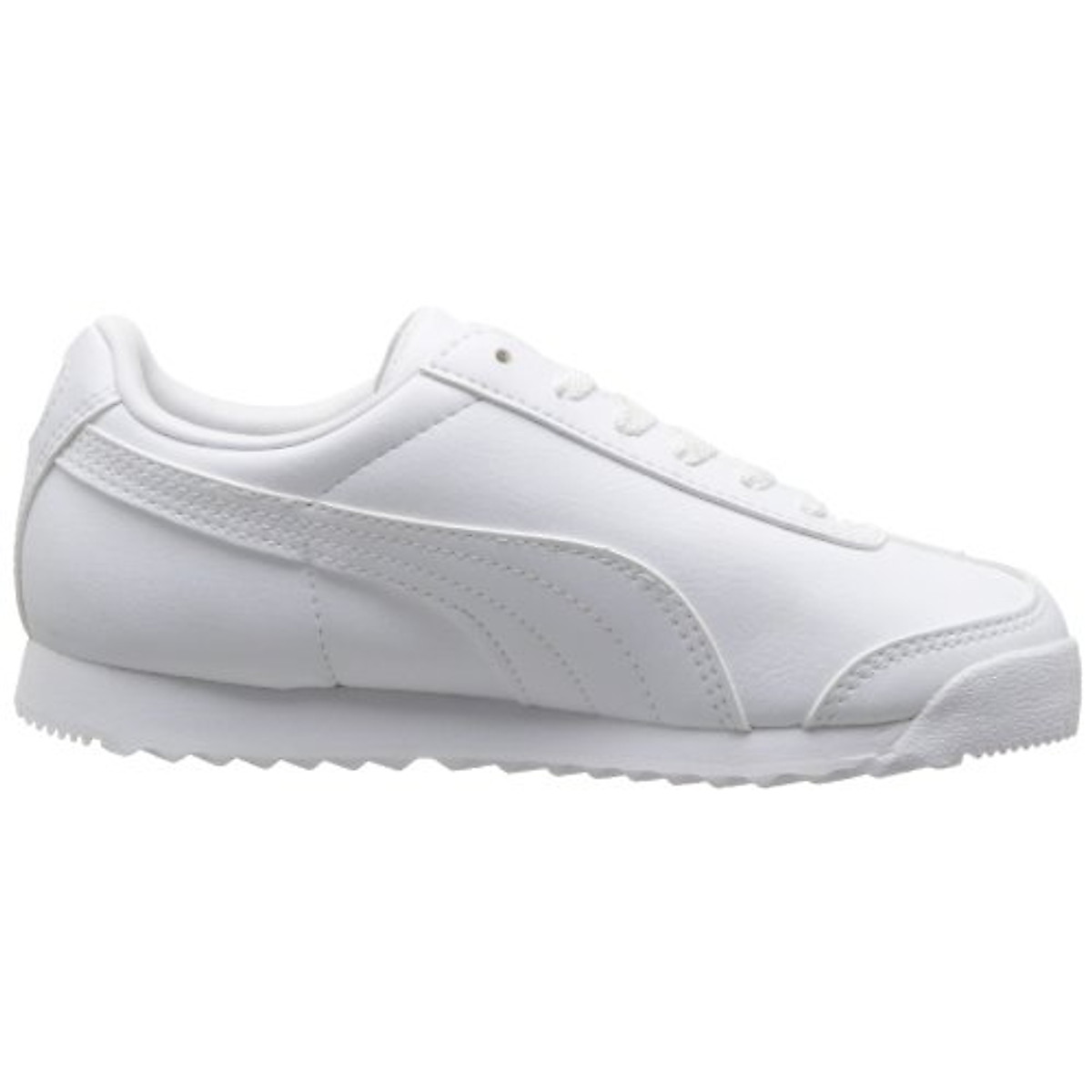PUMA unisex-child Roma Basic JR Sneaker, White/Light Gray, 4 M US Big Kid