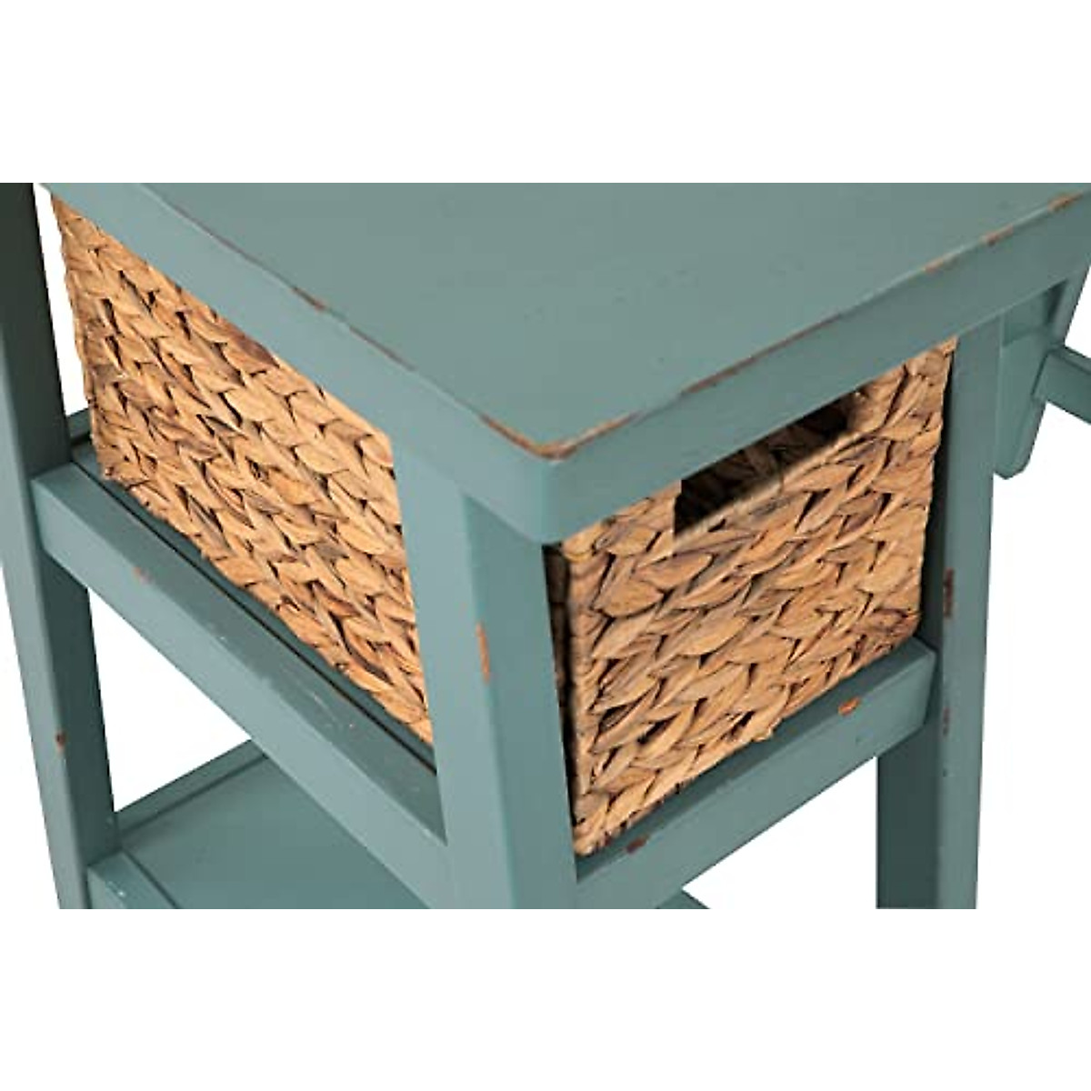 Signature Design by Ashley Mirimyn Vintage 42" Home Office Desk with Basket, Distressed Blue,Teal