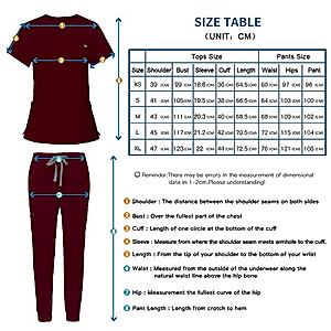 niaahinn Scrub Set for Women- Scrubs Top Workwear Yoga Jogger Scrub Pants Nursing Uniform (Burgundy, M)
