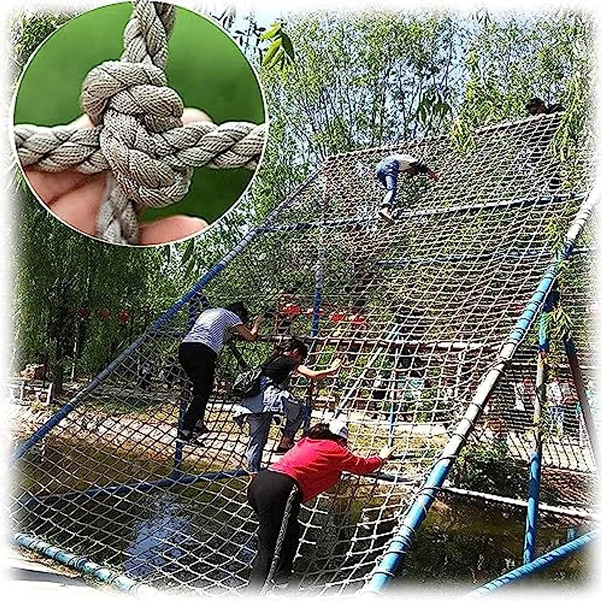 EkiDaz HXRW Rope Net Protective Safety Net Kids Climbing Frame Net Climbing Cargo Net Rope Net for Indoor Outdoor Sturdy and Durable Playground Sets for Backyards (Size : 2 * 2m(6.6 * 6.6ft))