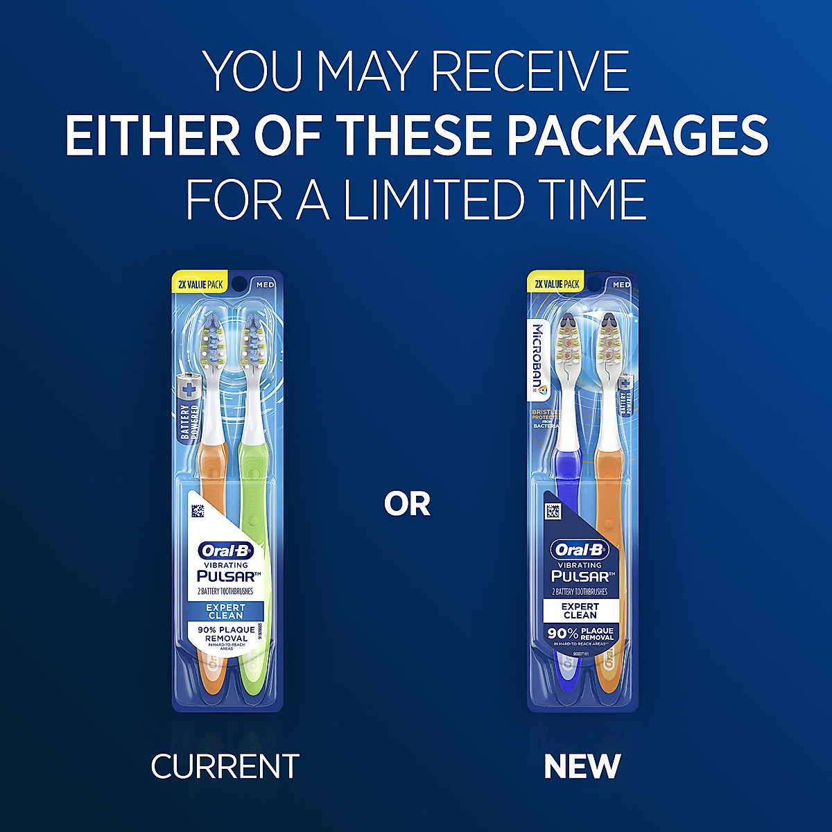 Oral-B Pulsar Expert Clean Battery Toothbrush, Medium, 2 Count