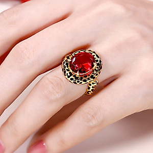 Jeulia Engagement Rings Leopard Print Oval Cut Ring for Women Sterling Silver Wild Beauty Diamond Band for Mother's Day Birthstone Anniversary Wedding Promise Jewelry with Gift Box (Red, 8)