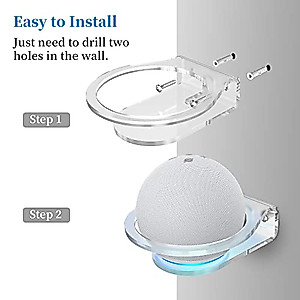 HomeMount Dot5 Generation Wall Mount - All New 5th Gen Acrylic Holder, Space Saving Solution Bracket Shelf Compatible with Dot5 & Dot4 (Clear)