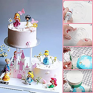 QPEY Cake Sticks Support Rods with Cake Board Drums,White Plastic Cake Separator Plates for Chic Multi-Tiered Cake in the Party,Wedding,Birthday,4PCS Plates with 32 PCS Rods