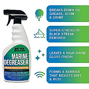 Marine Degreaser Black Streak Remover Fiberglass and Engine Degreaser Cleaner Heavy Duty Boat and Automotive Car Super Grease Clean and Parts Cleaner Commercial Grade Auto RV and Boats