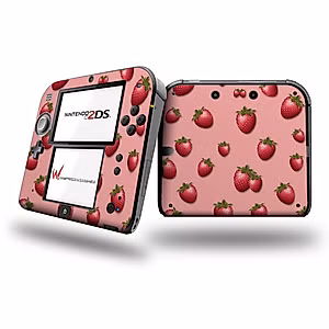 Strawberries on Pink - WraptorSkinz Decal Style Vinyl Skin Compatible With Nintendo 2DS (2DS NOT INCLUDED)