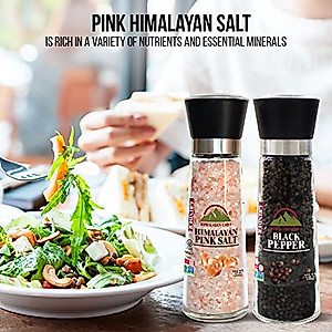 Himalayan Chef Himalayan Pink Salt & Black Pepper Grinder-Set of 2