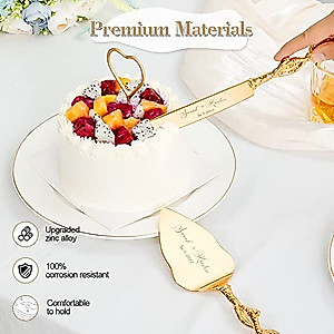 Cake Cutting Set for Wedding, Personalized Gold Cake Knife and Server Set, Custom Cake Serving Set, Engraved Pastry Pie Server Cake Pizza Cutter, Birthday Gift for Cake Lover