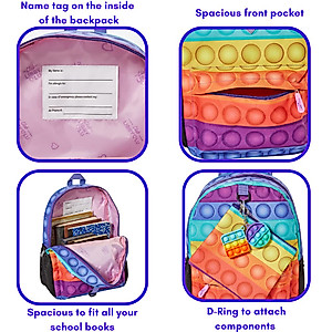 RALME Printed Fidget Popper Backpack Set for Kids with Pop It Keychain Bubble Poppers and Pencil Case