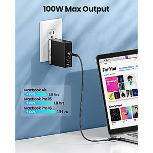 100W USB C Charger, Haycide 4 Port GaN Fast Wall Charger Adapter, Type C PD Charging Station Compatible with iPhone 13/13 pro max, MacBook Pro/Air, iPad, Laptop, Dell XPS, Samsung, and More