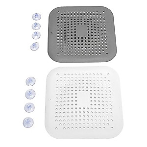 Bathtub Drain Cover,4 Sets Flat Silicone Sink Strainer with Suction Cups Prevents Clogging Flexible Shower Drain Cover for Kitchen Bathroom