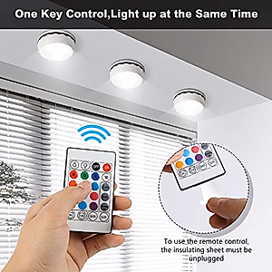 NARUNDREN Puck/Closet/Under Cabinet Lights with Remote, Color Changing, Dimmable for Christmas, Display Cabinet (6 Packs)