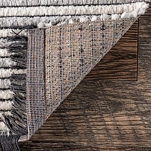 nuLOOM Morgan Contemporary Shag Fringe Area Rug, 5x8, Light Grey