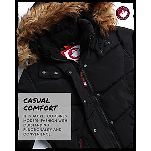 CANADA WEATHER GEAR Women's Winter Coat - Quilted Heavyweight Puffer Parka Coat – Plus Sized Jacket for Women (S-3X), Size Large, Black/Natural