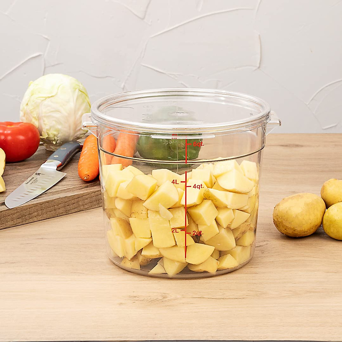 Restaurantware-LIDS ONLY: Met Lux Food Storage Container Lids, 10 Round Marinating Container Lids - Containers Sold Separately, With Date Indicator, Clear Plastic Lids, Dishwashable, Freezable