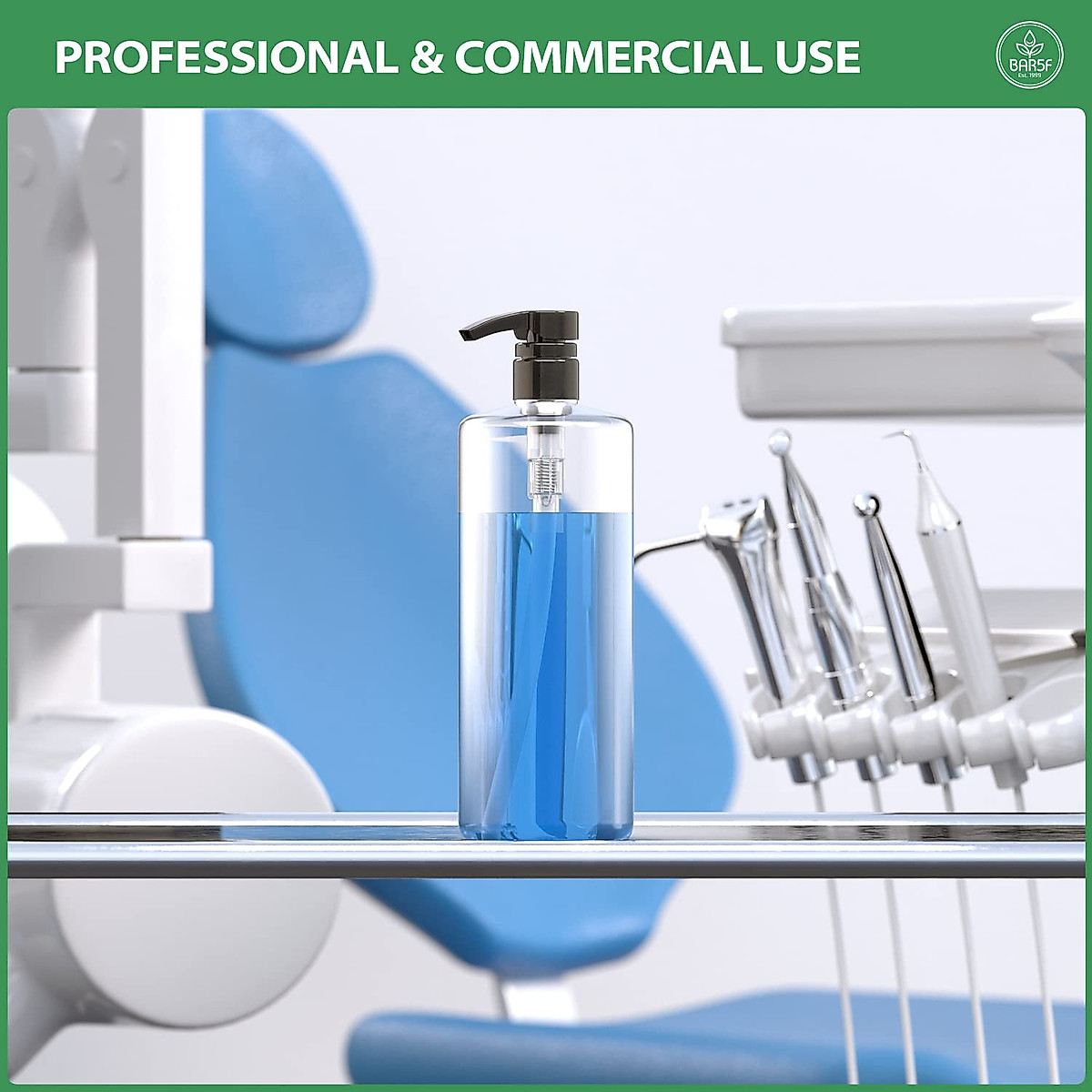 Empty Shampoo Pump Bottles, 32oz(1Liter), BPA-FREE, Plastic (PETE1) Cylinder, Pack of 3