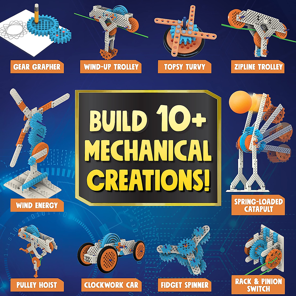 Gears & Gadgets 194pc Kids Building Toys - Build Large & Small Robotic Projects - STEM Toys for Kids Education - Construction Building Kit - Engineering Activities Science Kits for Kids Age 8-12