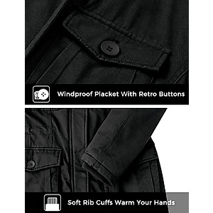 wantdo Women's Winter Military Jacket Outdoor Coat with Removable Hood Black L