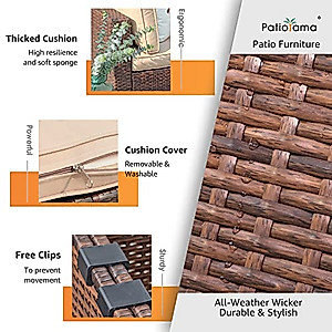 Patiorama 12 Piece Patio Furniture Set, Outdoor Sectional Sofa, All-Weather Brown PE Wicker Rattan Conversation Set, Patio Couch Furniture Set w/Coffee Table for Balcony Garden Pool(Beige Cushion)