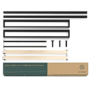 ZINUS Trisha Metal Platforma Bed Frame / Wood Slat Support / No Box Spring Needed / Easy Assembly, Queen