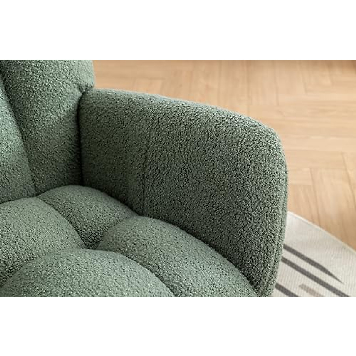 Tiophome Rocking Nursery, Upholstered Glider Rocker Accent Chairs Padded Seat with High Backrest, Comfy Side Armchair for Nursing, Living Room, Bedroom, Office,Teddy Velvet, Green, Extra Large