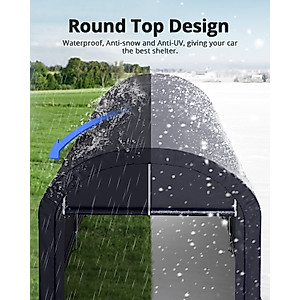 KING BIRD 10' x 20' Heavy Duty Carport Round Style Outdoor Instant Garage Anti-Snow Car Canopy with Reinforced Ground Bars