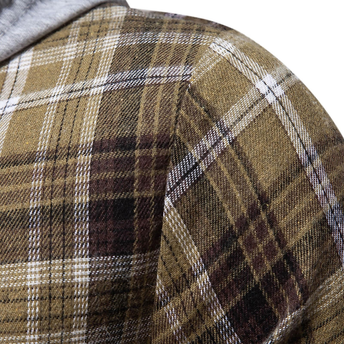 Muscularfit fall clothes for men Crewneck Sweatshirts Men Fall Fashion Plaid Button Down Shirt Causal Drawstring Long Sleeve Hoodie Checkered Coat deals of the day clearance Yellow L