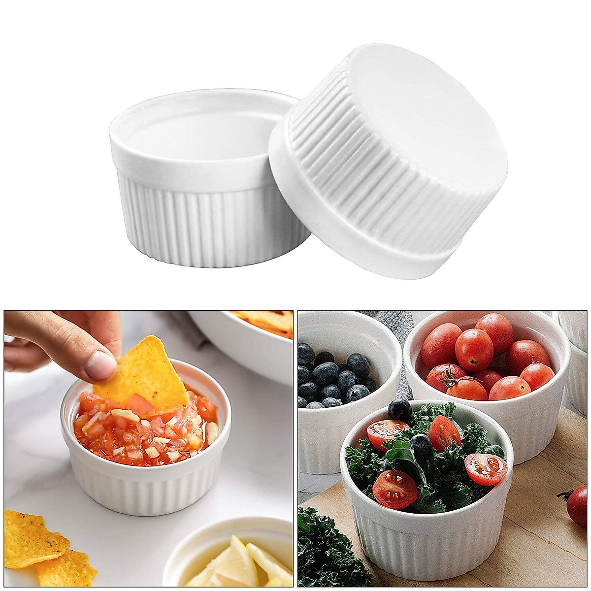 12 PACK 4 oz Ramekins, Porcelain Ramekin bowls, Oven Safe Classic Ramekins for Baking Souffle Creme Brulee