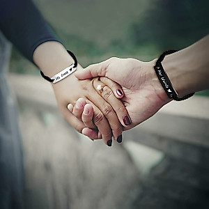 Uloveido His Hers Couples Bracelets Crazy and Weirdo Matching Set Anniversary Promise Gifts Stainless Steel 2pcs Bracelet Set