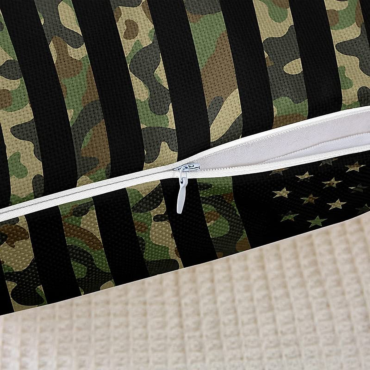 American Flag Throw Pillow Covers Soft Square 24"x24"Camouflage Cushion Case Home Decor Set of 2 Camo Military Style Green Black Pillow Cases Pillowcases for Couch Sofa Living Room Bedroom Bed Chair