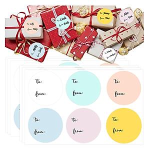 to and from Happy Holiday New Year Birthday Gift Tag Present Sticker 2.5 inch Multicolored Circle Blank Seal Labels for Baby Gifts,Treat Bags,Party Favors 120pcs