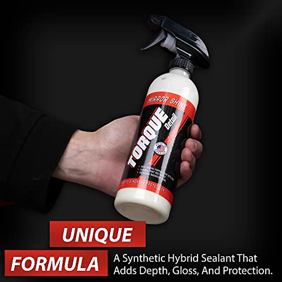 Mirror Shine - Super Gloss Ceramic Wax & Sealant Hybrid Spray by Torque Detail - Showroom Shine w/Professional Detailer Protection - Quickly Applies in Minutes, Each Coat Lasts Months - 16oz Bottle