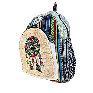 Gurkha Handmade Unique design Himalayan Hemp Backpack 13 IN Medium Hippie, Festival, Hiking & Tablet Laptop Backpack - Handmade In Mt. Everest Country Nepal