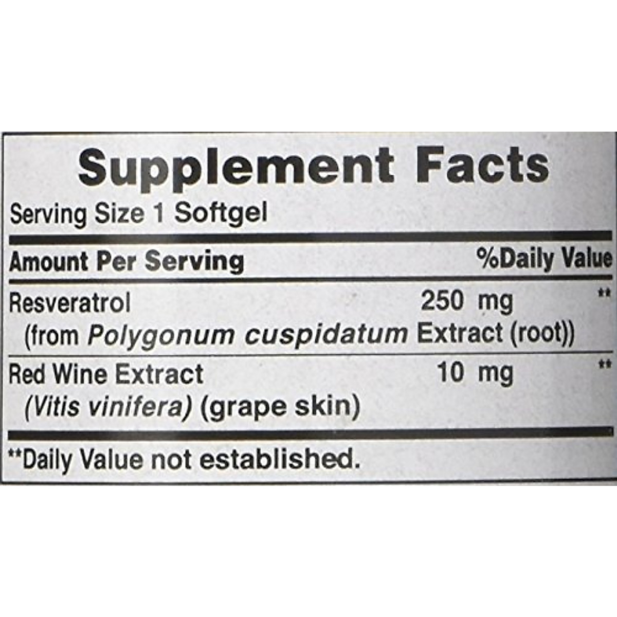 Puritans Pride Resveratrol 250 mg, 60 Count