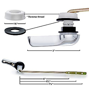 Qualihome Toilet Handle Lever Flush Replacement, Front Mount, Chrome, Universal Fitting