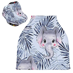 Nursing Cover Breastfeeding Scarf Pattern with Elephants- Baby Car Seat Covers, Infant Stroller Cover, Carseat Canopy (a)