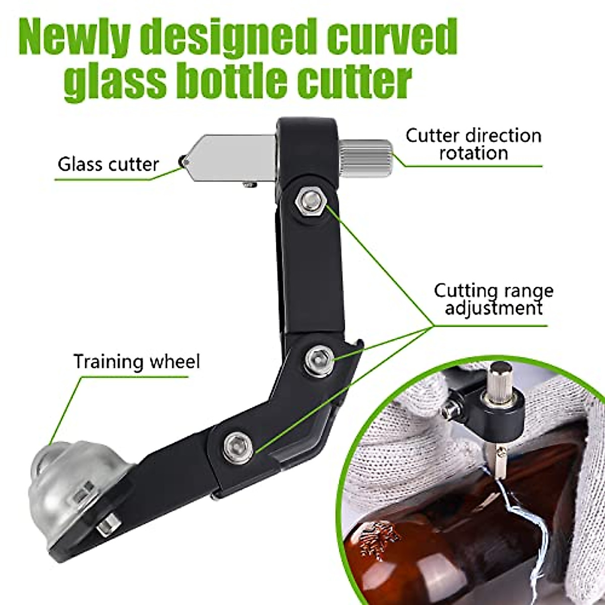 DoreenBow Arc Glass Bottle Cutter DIY Bottle Cutting Tool Kits for Different Angles, Square Round Oval Bottles Wine Beer Whiskey Champagne Bottles Cutting Machine