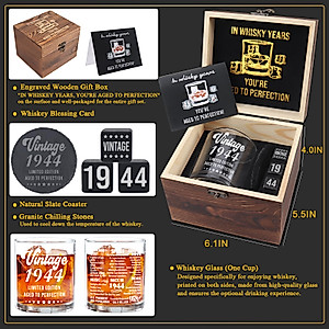 LEJIAJINW 80th Birthday Gifts for Men - 80th Whiskey Birthday Decorations Men - 80 Year Old Gifts for Men - 80th Bday Gifts Ideas for Men Dad Husband Friends - Whiskey Glasses Set Gifts for Men