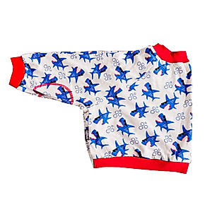 Paipeper Dog Front Leg Surgery Recovery Clothes,Dog Elbow Protector Suit for Medium Large Dogs,Dog Joint Recovery Sleeve for Female Male Dogs,Prevent Licking Wound(red shark-5xl)