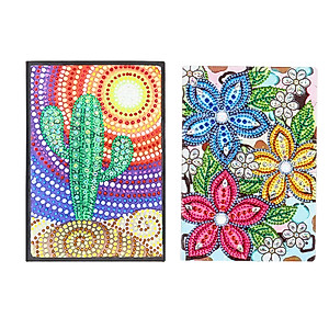 DCIDBEI 2-Pack DIY Diamond Paintings Notebook 5D Diamond Art Notebooks Paper A5 50 100 Art Diamond Notebook Kid Stitch Cross Stitch Notebooks Sketch Books for Adults DIY Diamond Dots Notebooks Blank