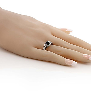 Gem Stone King 925 Sterling Silver Black Onyx Solitaire Ring For Women (0.68 Cttw, Gemstone Birthstone, Oval 7X5MM, Available In Size 5, 6, 7, 8, 9)