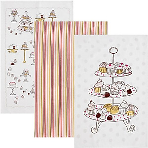 Now Designs Set of Three Tea Towels, Cakes