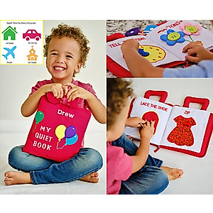 Personalized My Quiet Book by Pockets of Learning | Montessori Basic Life Skills Activity Toy | Interactive Preschool Activity Busy Book for Toddlers & Children, Soft Fabric Original Quiet Travel Book